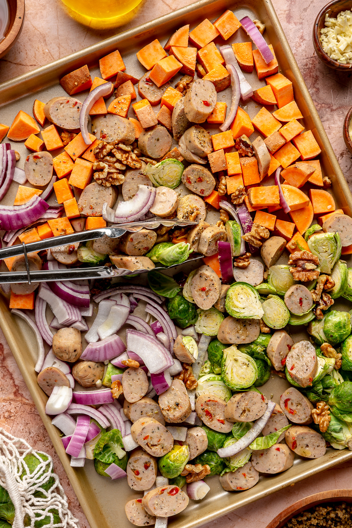 Fall Veggie Sheet Pan Dinner with Maple Mustard Sauce - BroccYourBody
