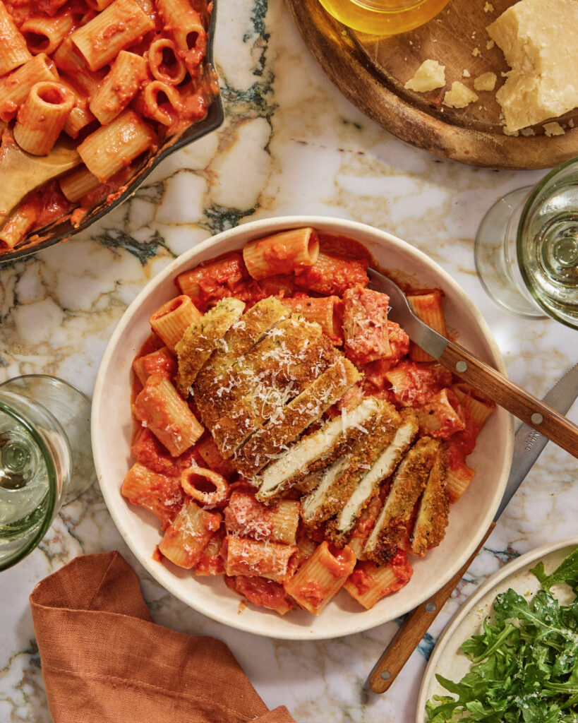 Crispy Chicken Cutlets with Vodka Sauce Pasta - BroccYourBody
