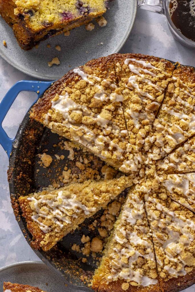 Skillet Blueberry Cornbread Coffee Cake - BroccYourBody