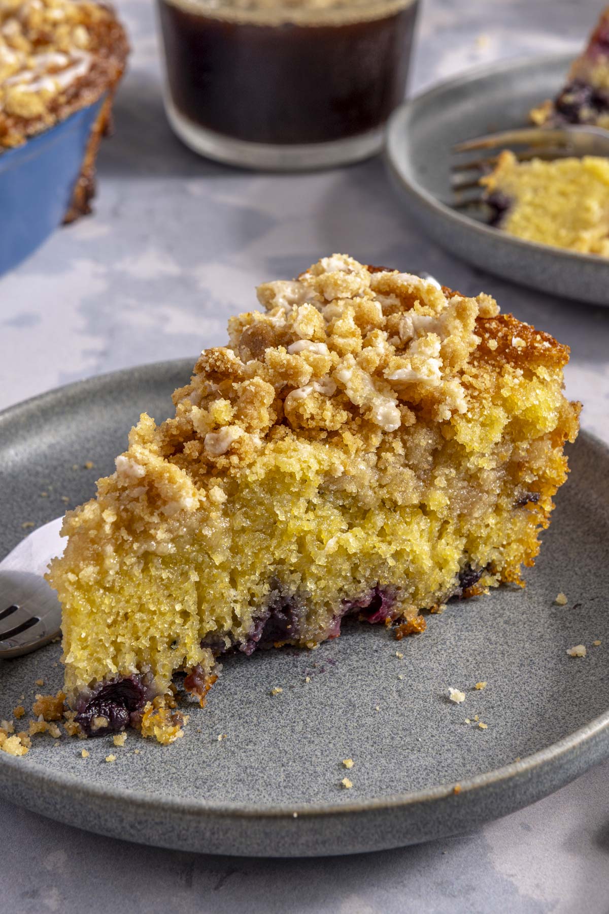 Skillet Blueberry Cornbread Coffee Cake - BroccYourBody
