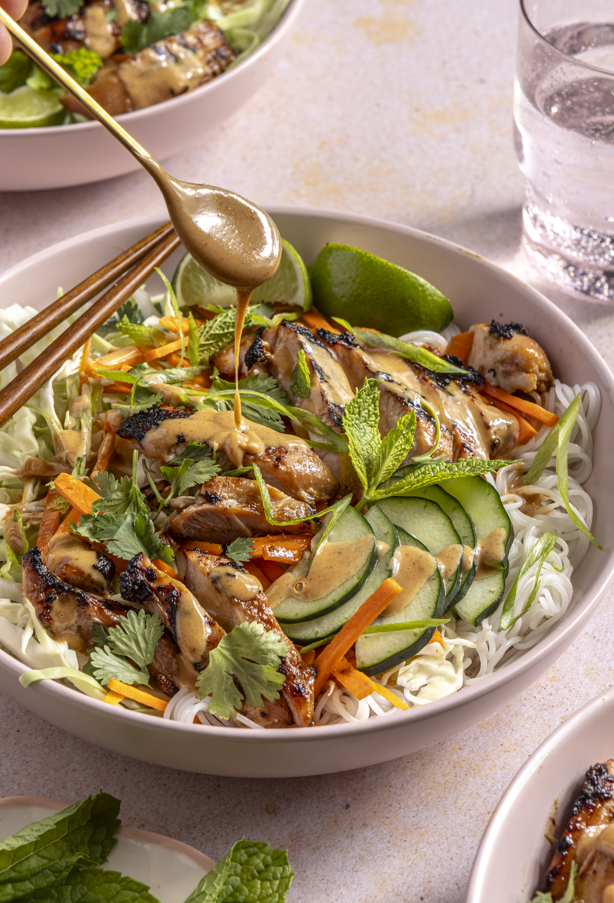 Miso Honey Chicken Spring Roll Bowls - BroccYourBody